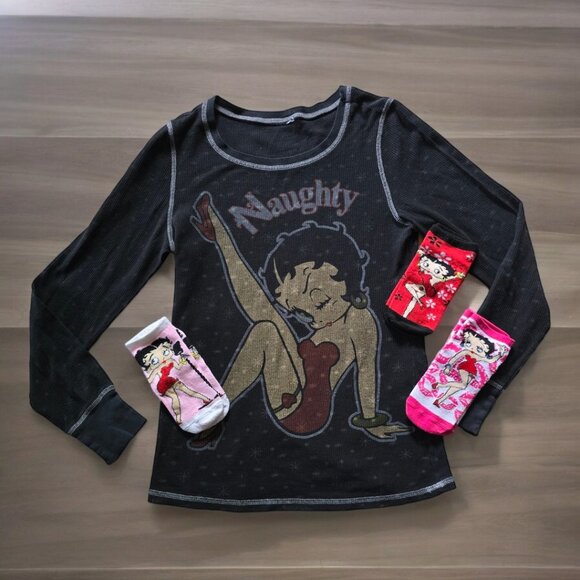 Betty Boop | Tops | Betty Boop Loungepj Top And 3 Footies Size Med ...